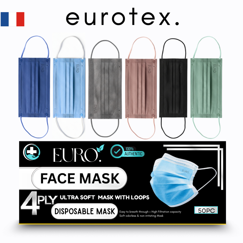 EURO MASK 4PLY Face Mask Premium 50pc Melt Brown Layer Protective Mask ...
