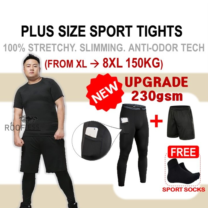 ROOFLESS Seluar Tight Lelaki Plus Size Pro Combat Tight Pant Man Plus ...