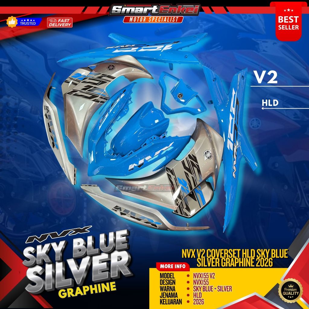 HLD-NVX V2 COVERSET SKY BLUE SILVER GRAPHINE 2026 | Shopee Malaysia