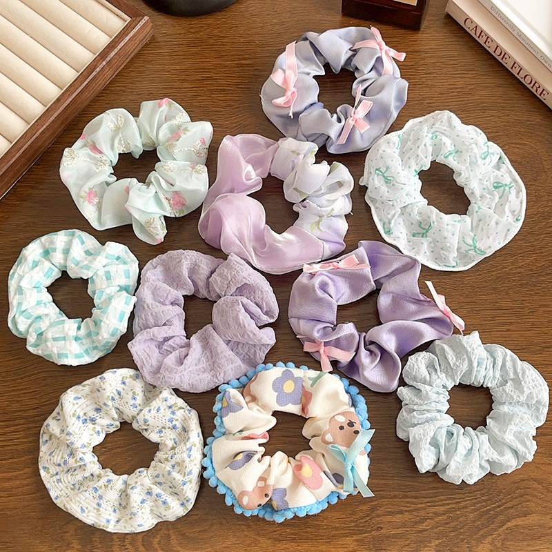 Korean Sweet Fresh Floral Lace Bow Scrunchie | Spring 2025 Hair Tie ...