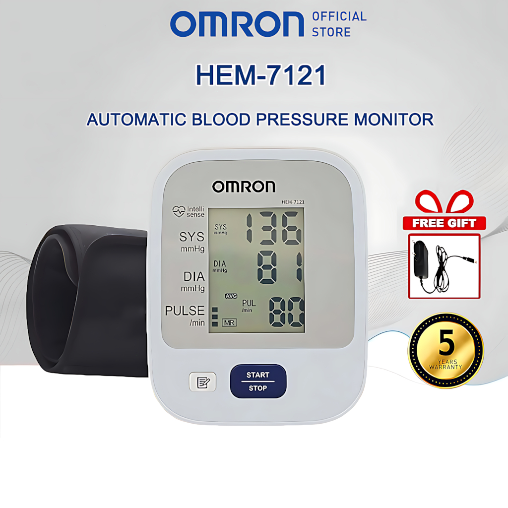 Omron Blood Pressure Digital Monitor Medical HEM-7121 Rechargeable ...