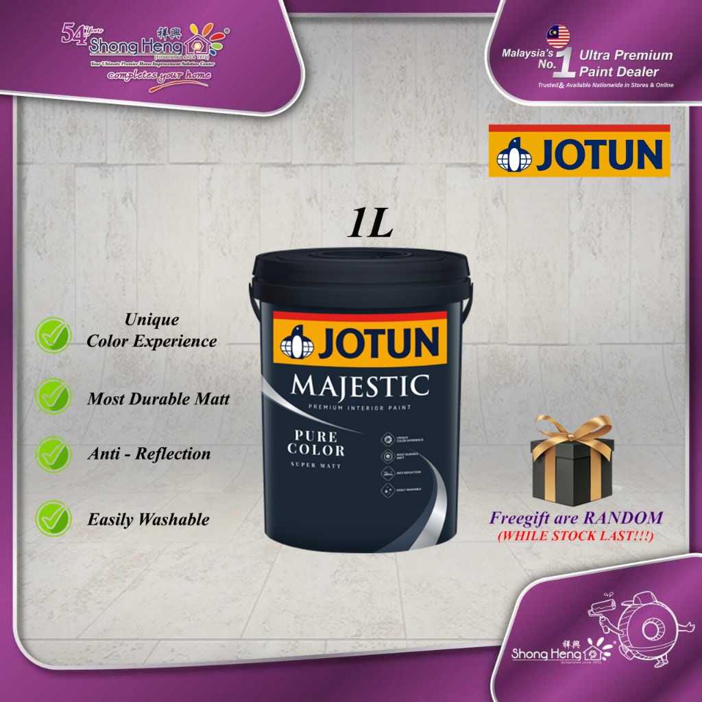 1L Jotun Majestic Pure Color Interior Paint (CAT DALAM / INDOOR / 内墙涂料 ...