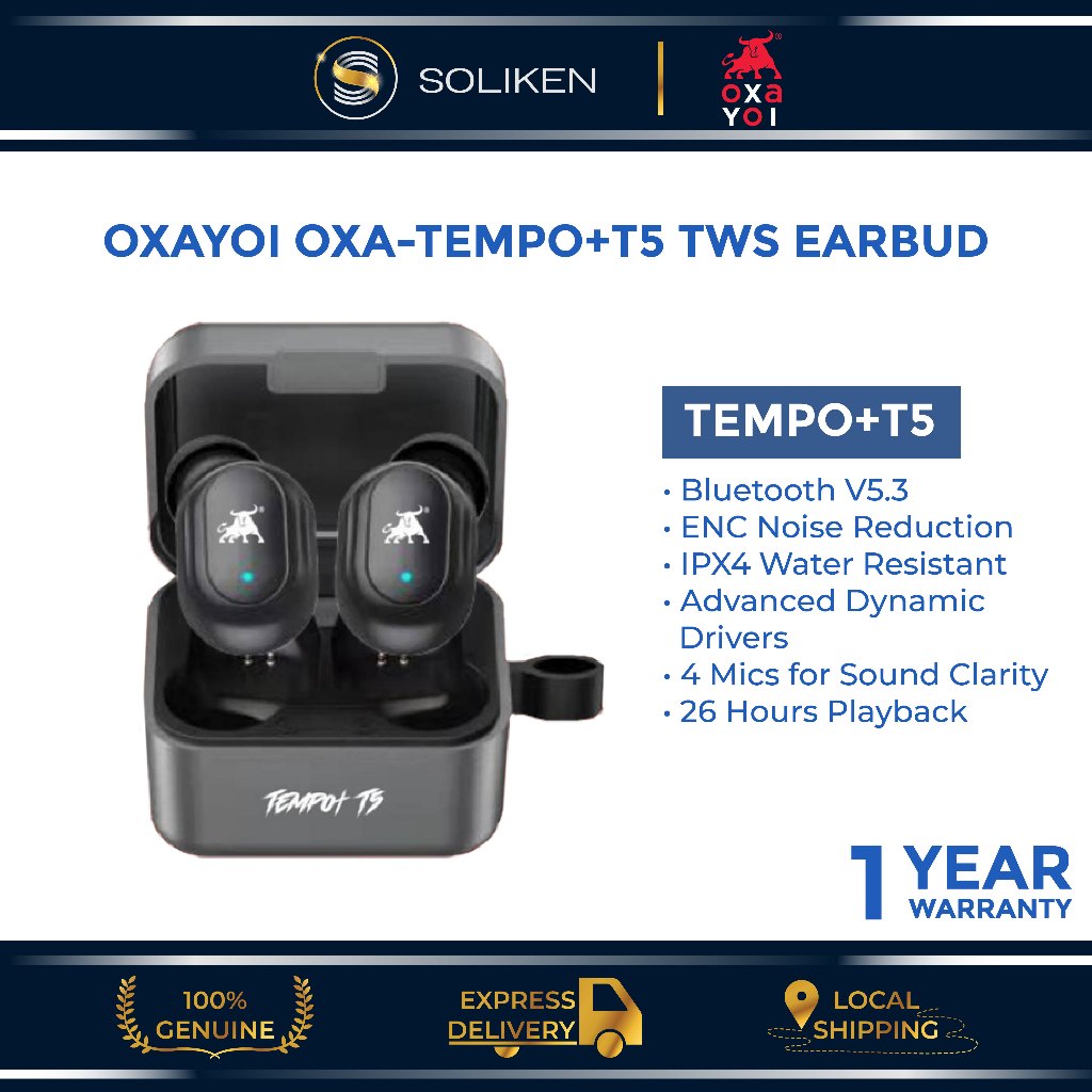 OXAYOI OXA-TEMPO+T5 TWS EARBUD Bluetooth 5.3 Stereo Dynamic Bass | ENC ...