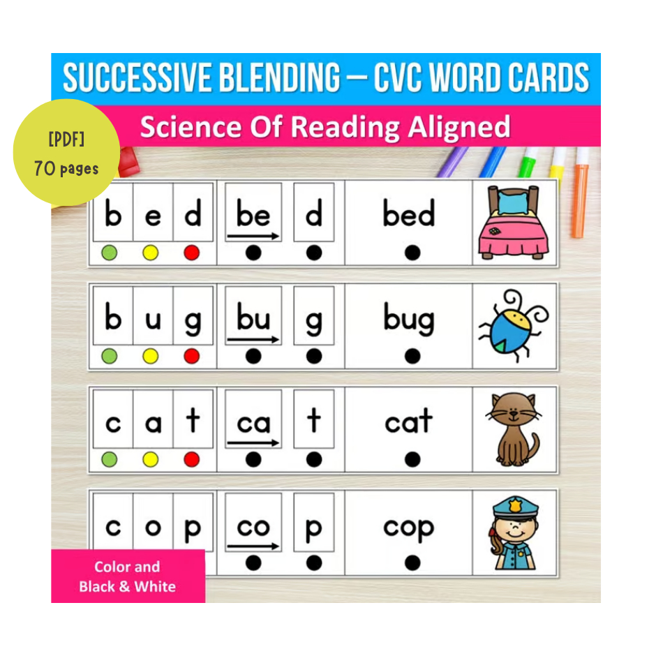 A854 – [PDF] Successive Blending and Segmenting CVC Word Cards 70 pages ...