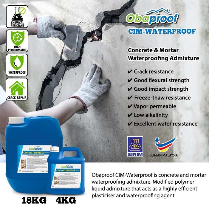 OBAPROOF 4KG/18KG CIM WATERPROOF CONCRETE & MORTAR WATERPROOFING ...