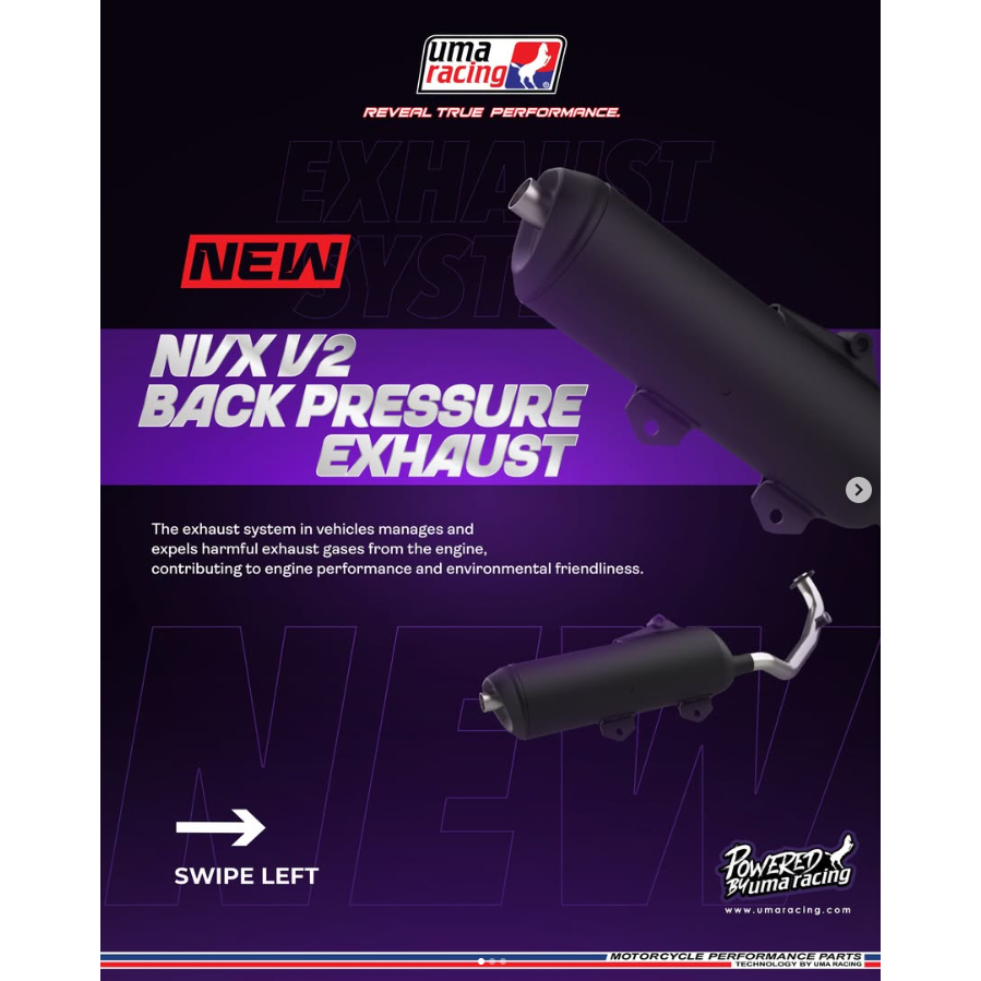 UMA RACING BACK PRESSURE EXHAUST PIPE EKZOS PAIP STAINLESS STEEL NVX-V2 ...