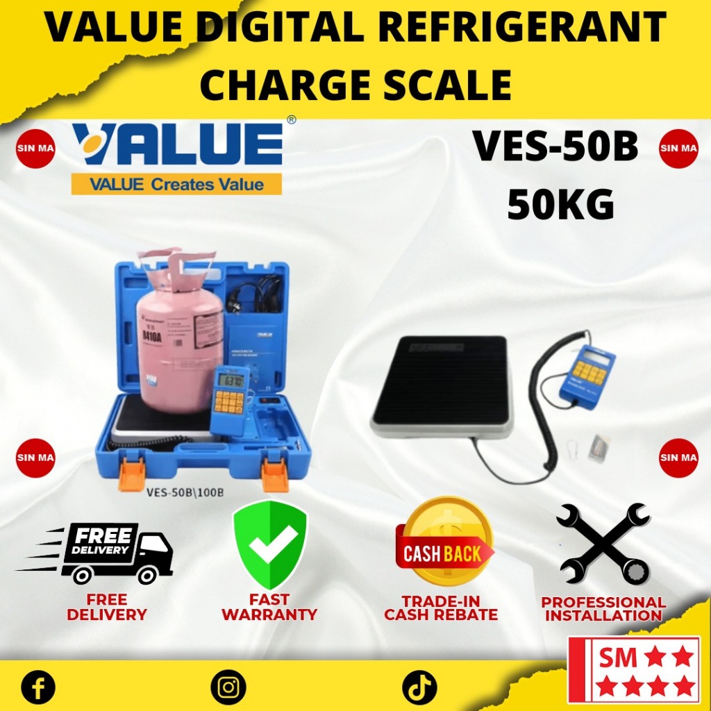 VALUE VES-50B 50KG DIGITAL REFRIGERANT CHARGE SCALE | Shopee Malaysia