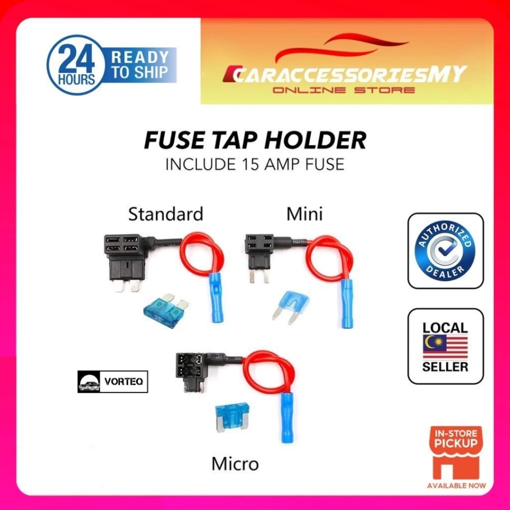 VORTEQ Car Fuse Tap Add Circuit Holder Micro Mini Standard No Cutting ...