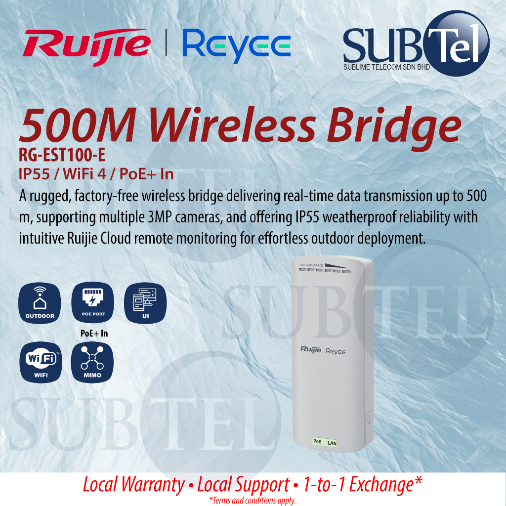 Ruijie Reyee Point-to-Point RG-EST100-E 500Mbps 2.4GHz Wireless Bridge ...