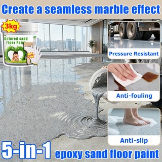 3L epoxy sand floor paint waterproof cat lantai simen rumah self ...