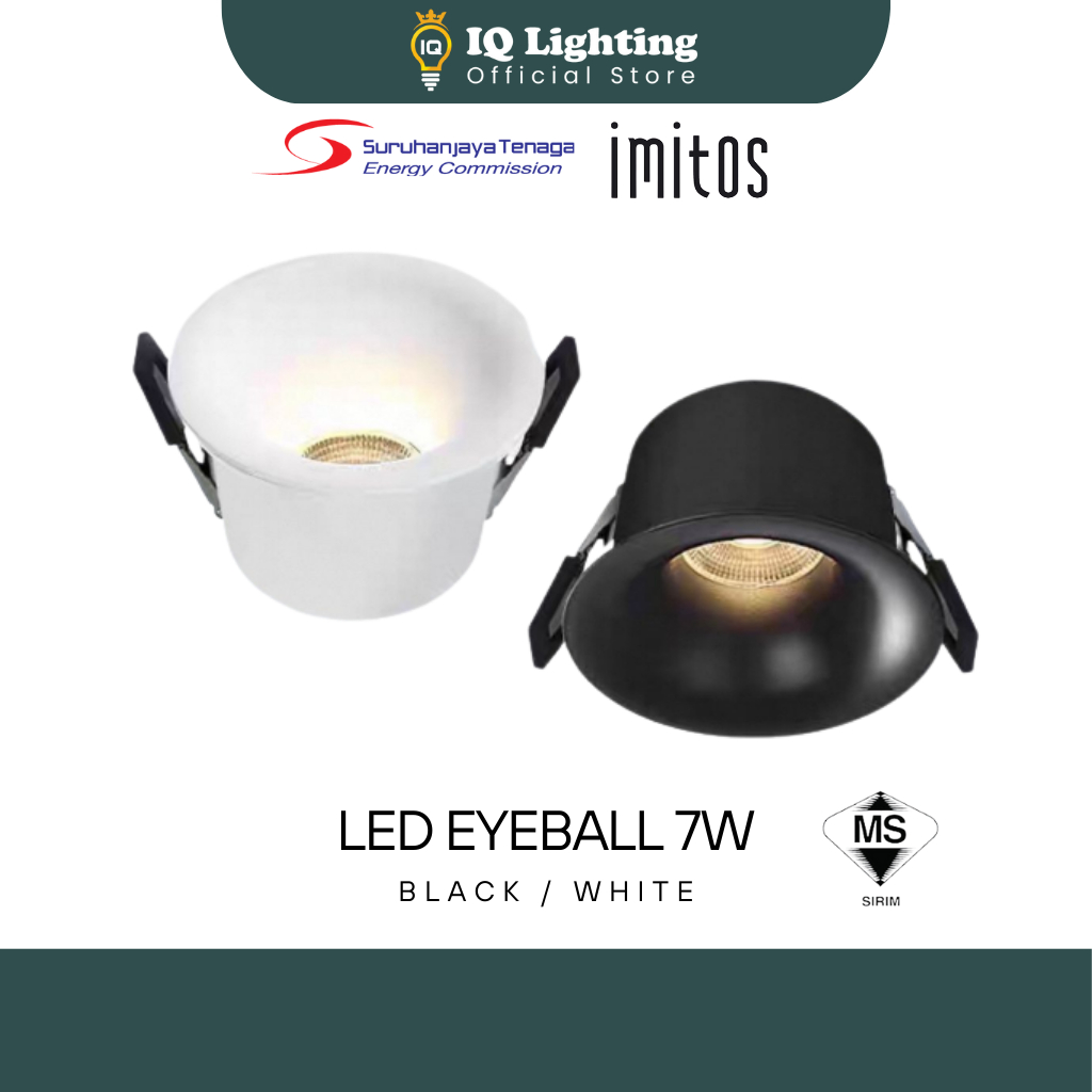 🔥Anti Glare + SIRIM🔥 Imitos LED Eyeball 7W Frameless Spotlight/Deep Cup ...