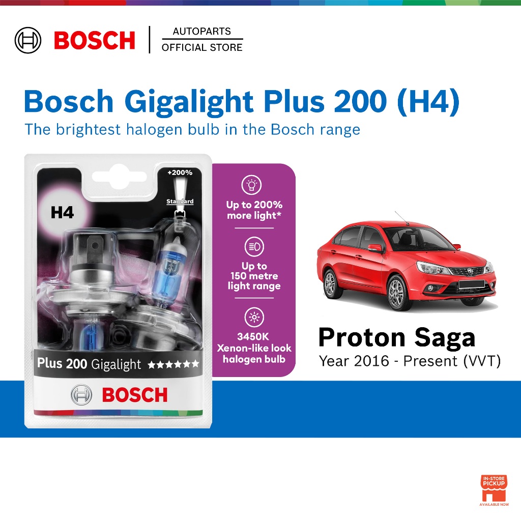 Bosch Gigalight Plus 200 H4 Headlight Bulb for Proton Saga VVT | Shopee ...