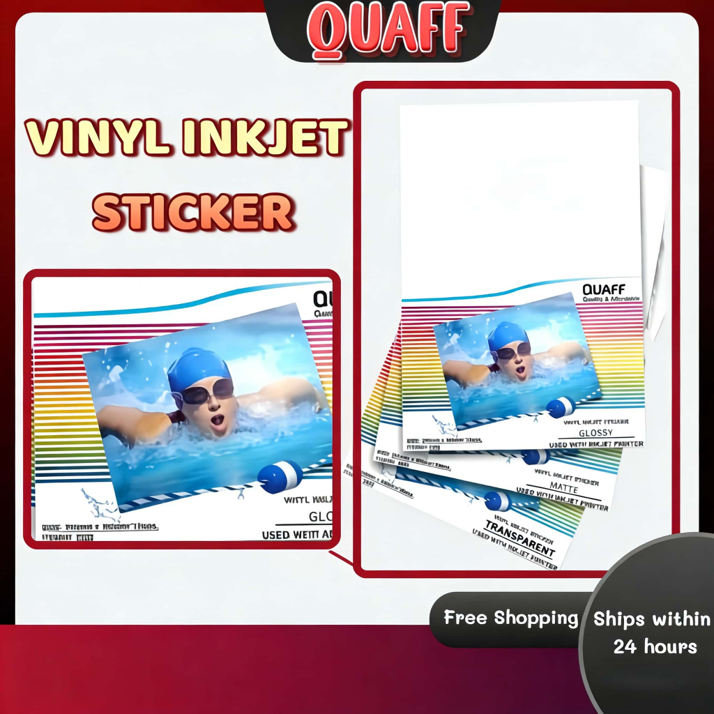 QUAFF Printable Vinyl Inkjet Sticker A4 Size Transparent (20pcs Pack ...