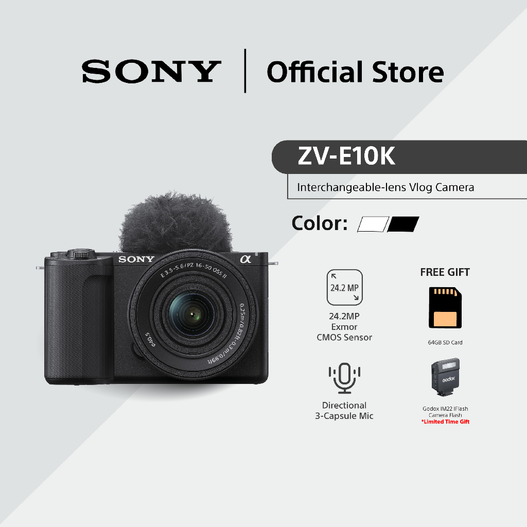 Sony ZV-E10 Interchangeable-Lens Digital Camera+16-50mm Power Zoom Lens ...