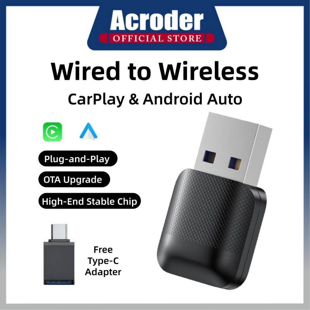 Acroder M10 Wired to Wireless CarPlay Adapter Android Auto Original ...