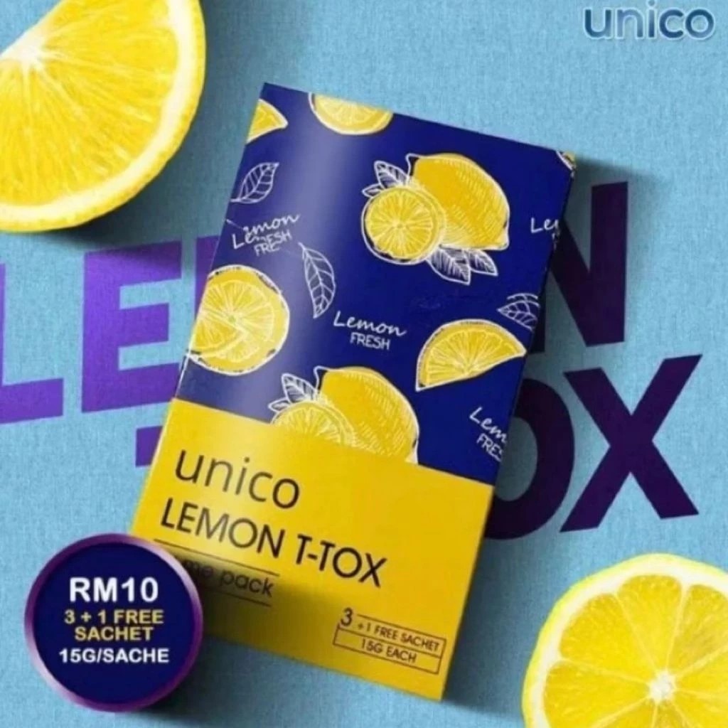UNICO LEMON TTOX detox halal tiada gula putih(4 sachet) | Shopee Malaysia