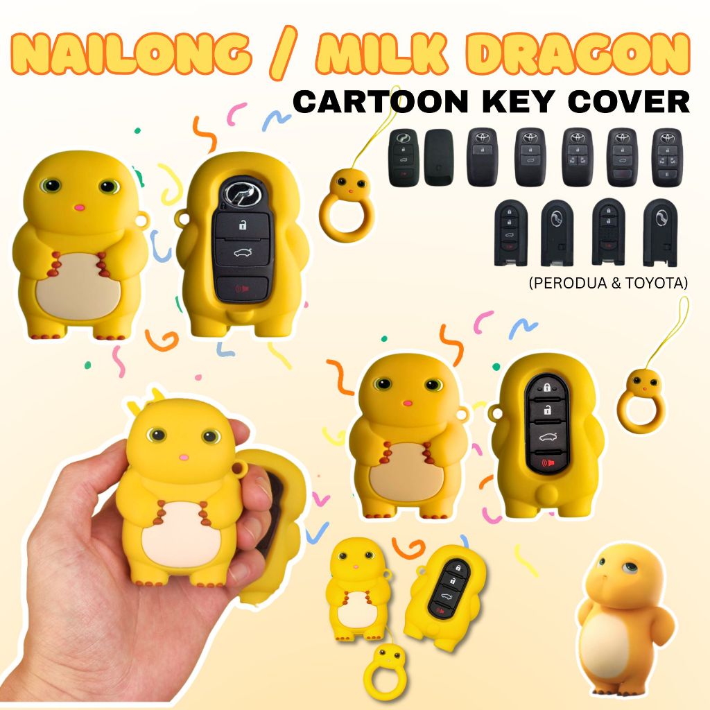 NAILONG MILK DINO CAR CARTOON KEY COVER KARTUN SARUNG KUNCI KERETA ...
