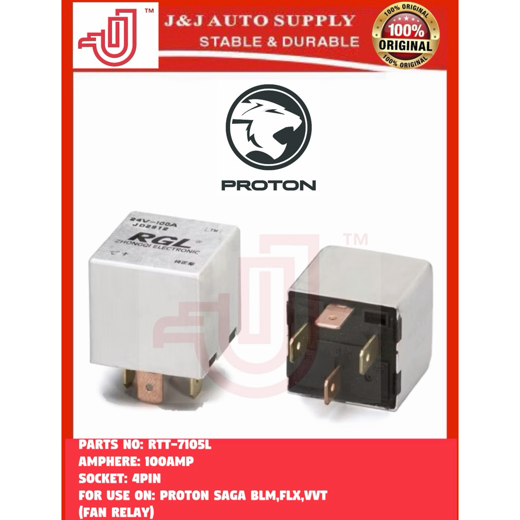 RTT-7105L BRAND J&J 100AMP 4PIN RELAY(FAN,AIRCOND RELAY) FOR USE ON ...