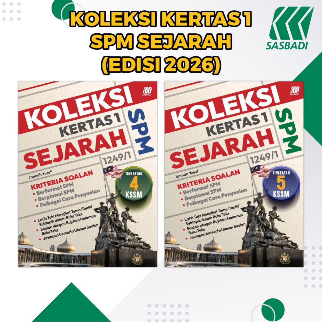 [Sasbadi] KOLEKSI KERTAS 1 SPM SEJARAH (Edisi 2026) | Shopee Malaysia
