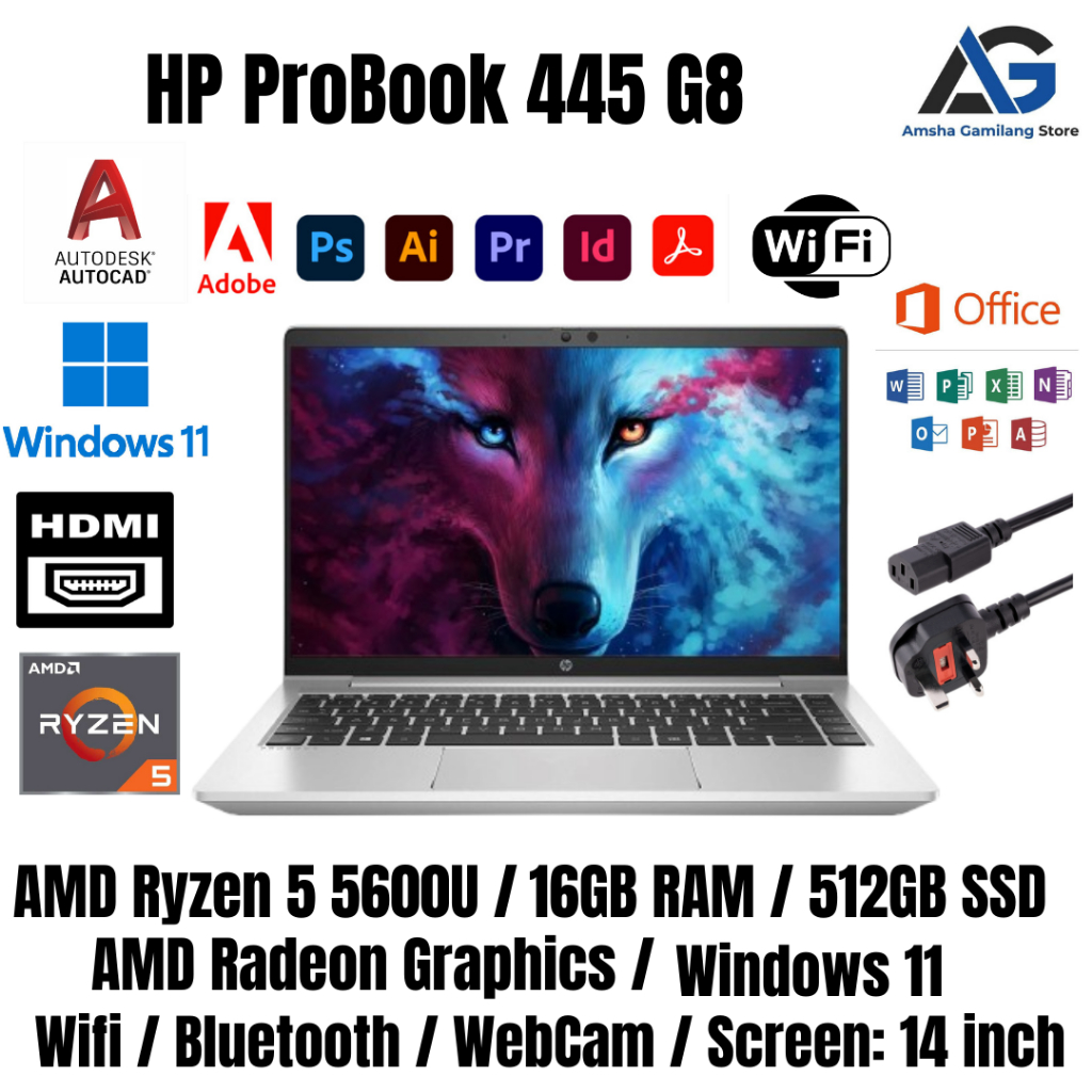 HP ProBook 445 G8 AMD Ryzen 5 5600U(6-Core) 11th Gen 14" Win 11 32GB ...