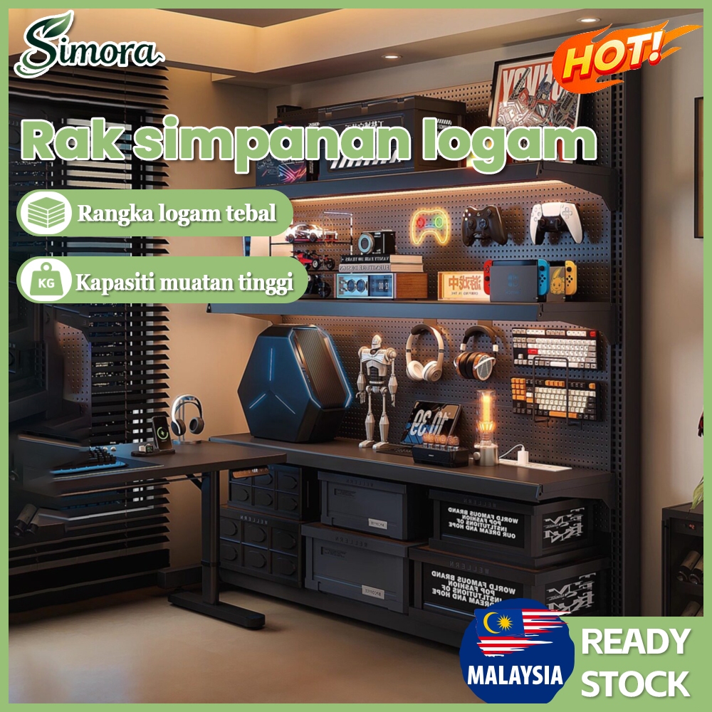 Rak Simpanan Papan Lubang Tanpa Tebuk Dinding Kapasiti Besar Rangka ...