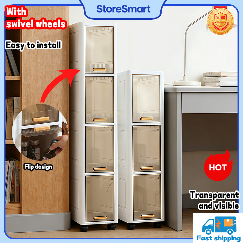 【StoreSmart】L20CM Plastic Gap Storage Cabinet Moving Rack Narrow ...