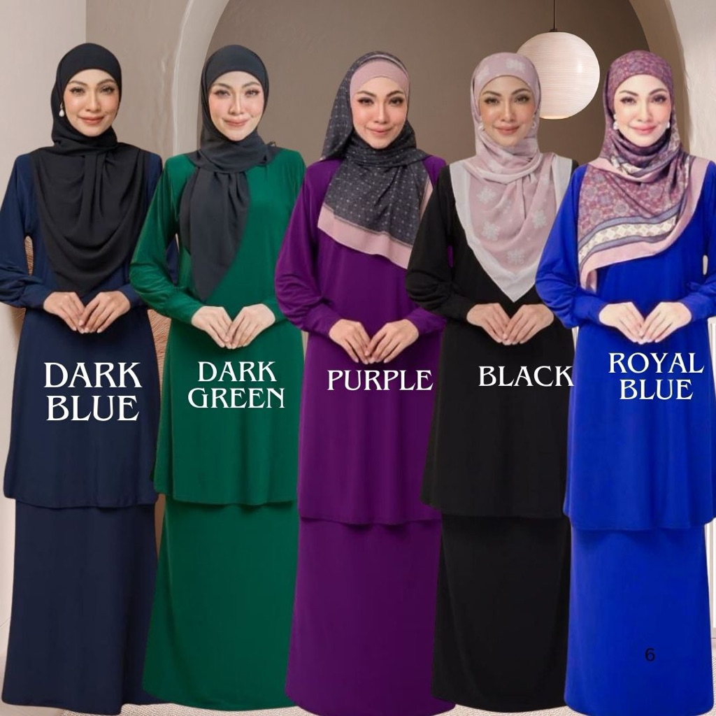 New collection design plain baju kurung lycra korea ironless | Shopee ...