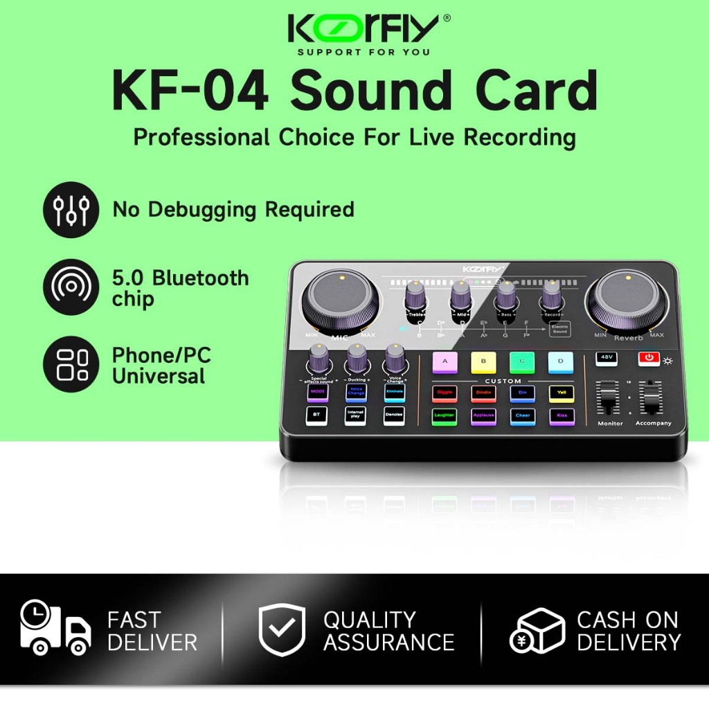 Koorfly KF04 48V Sound Card Cahaya Rgb With U87/F22 Pro Microphone Set ...