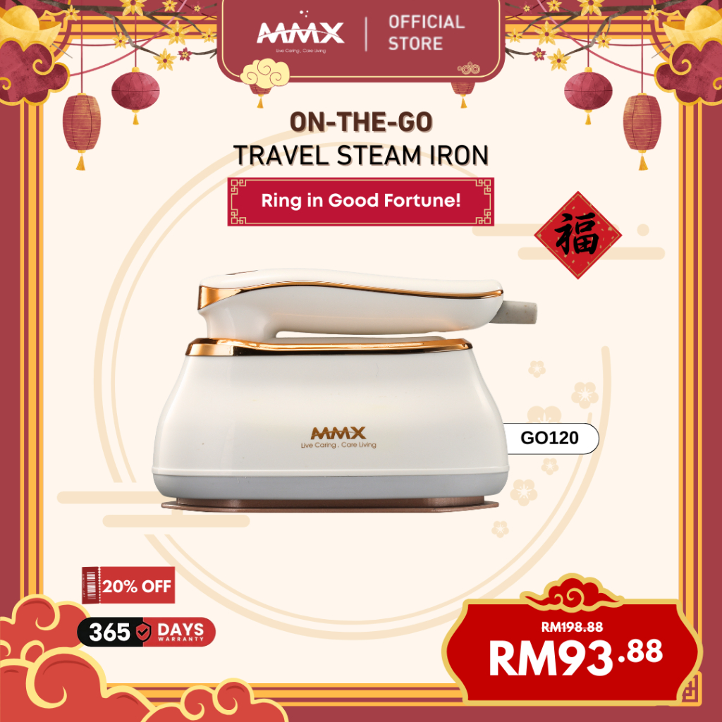 [Anti Bakar] MMX On-the-Go Travel Iron Steam: Kuasa 1300W, Stim Pintar ...