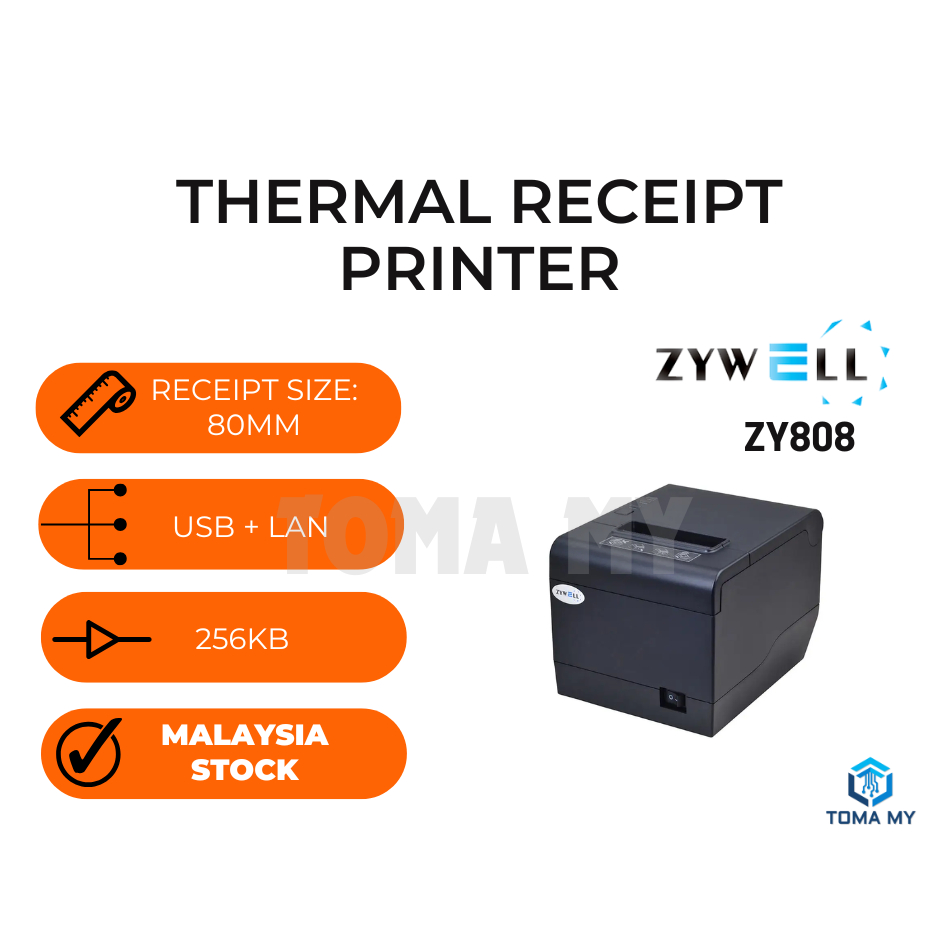 Zywell ZY808 Thermal Receipt Printer 80mm USB+LAN POS Printer | Shopee ...