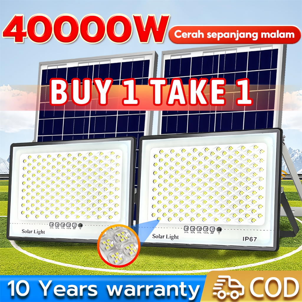 【BUY 1 TAKE 1】 Lampu solar outdoor 40000W Solar Light LED Flood Light ...