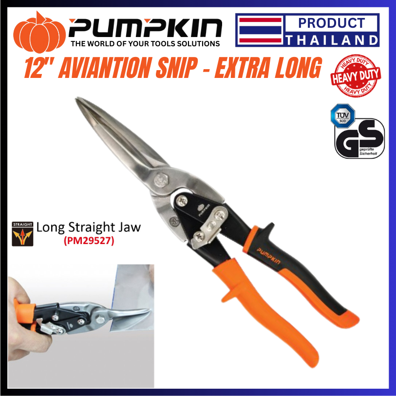 [PUMPKIN] HEAVY DUTY 12" Extra Long Aviation Snips Straight Cut Cutter ...