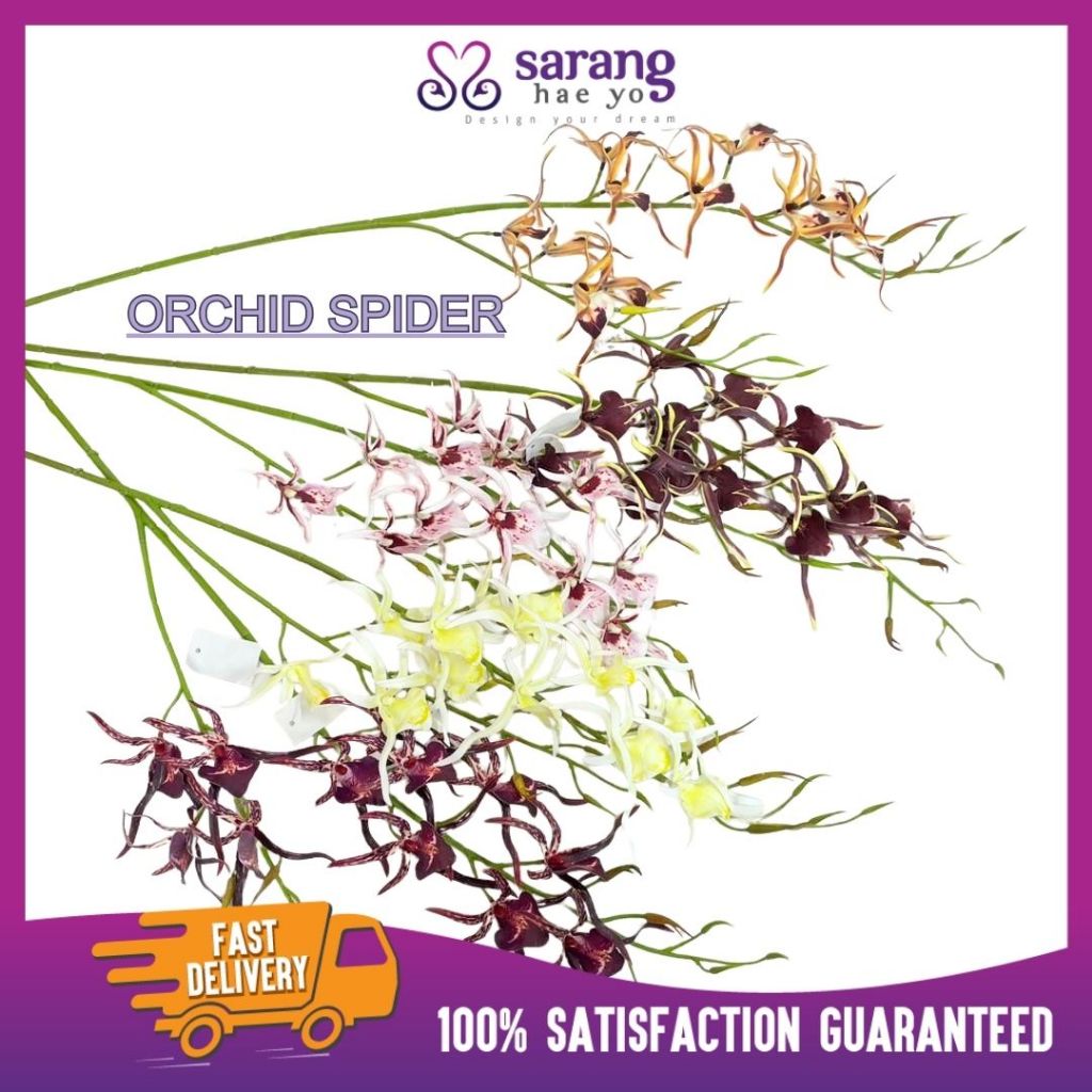 Bunga Orkid Spider Orkid Tangkai Artificial Flower 3D Latex Premier ...