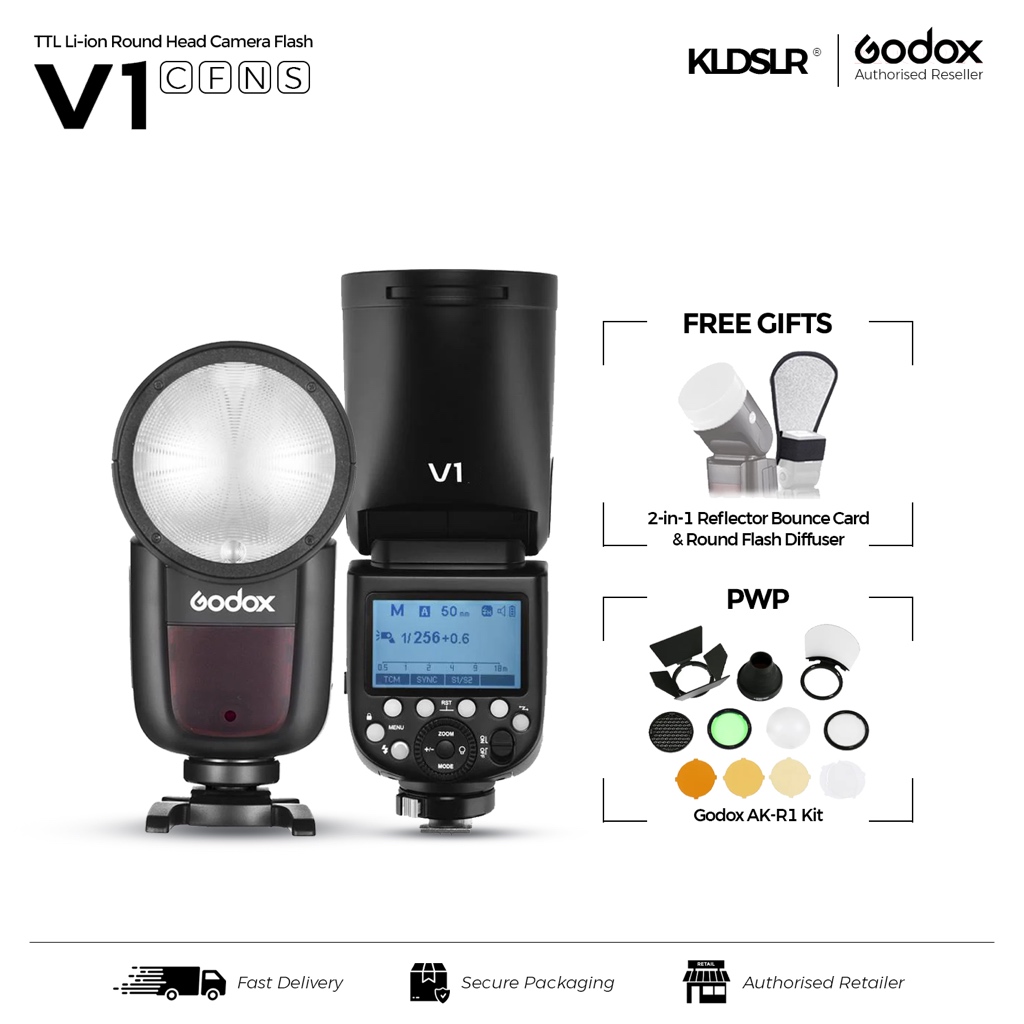 Godox V1/ V1C/ V1N/ V1S/ V1F/ V1O Flash Speedlight Round TTL Li-ion ...