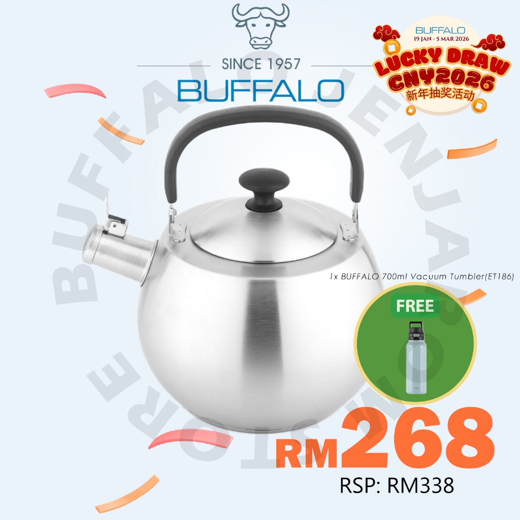 BUFFALO SUS304 Kettle 3.5L Whistling Kettle | One Piece Design | Fast ...