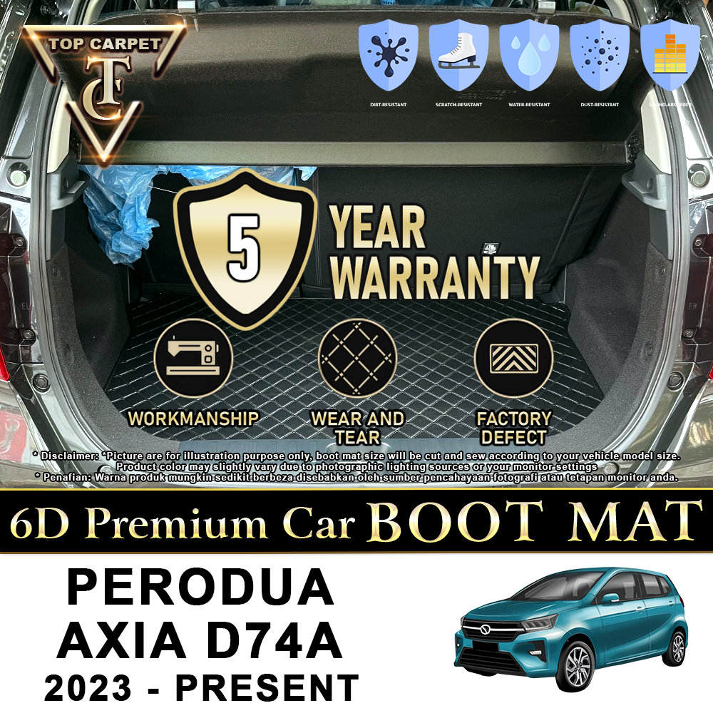 Top Carpet PERODUA AXIA D74A ( 2023 - 2026 ) Car Boot Mat PU Leather ...