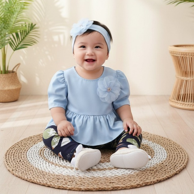Baju Kurung Baby Girl Peplum Kurung Emerald Green Baby Blue Baju Raya ...