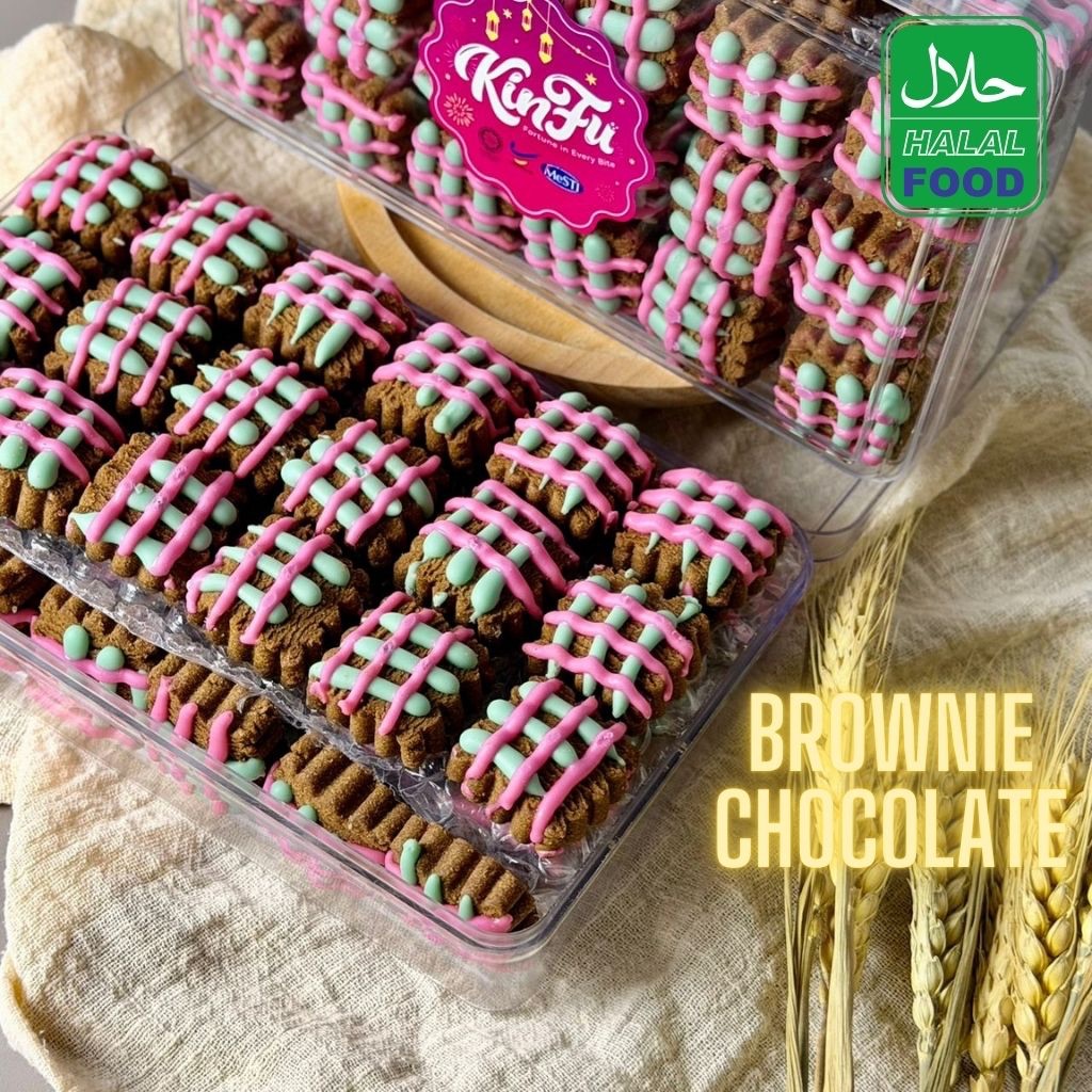 [HALAL] Biskut Raya ｜Brownie Chocolate Stripe Biscuit 250g± 40pcs± ...