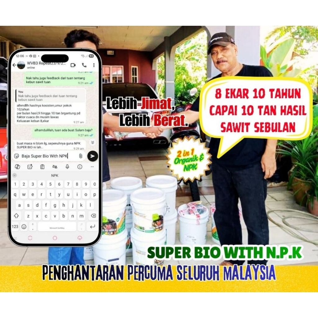 PAKEJ GOLD 6 +1 TONG BAJA SUPER BIO WITH NPK- 10 KG (Baja Sawit, Buah ...
