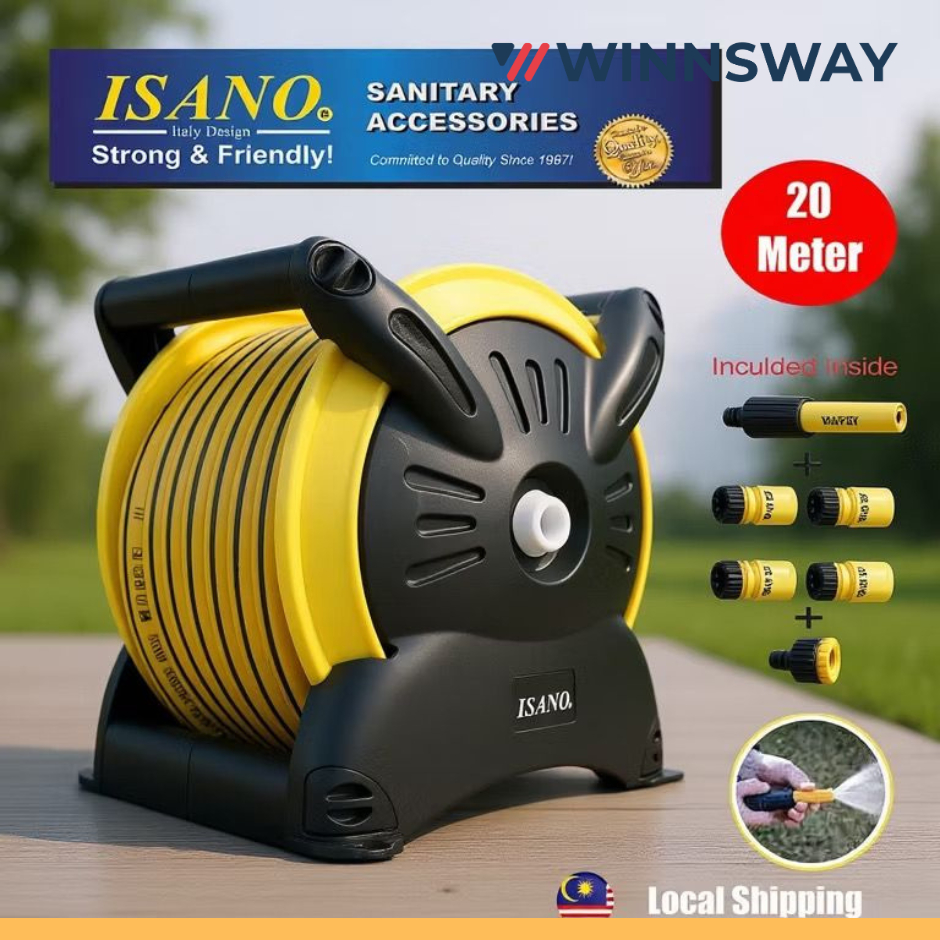 20M & 15M ISANO Stackable Hose Reel Set with Accessories 1/2'' hose ...