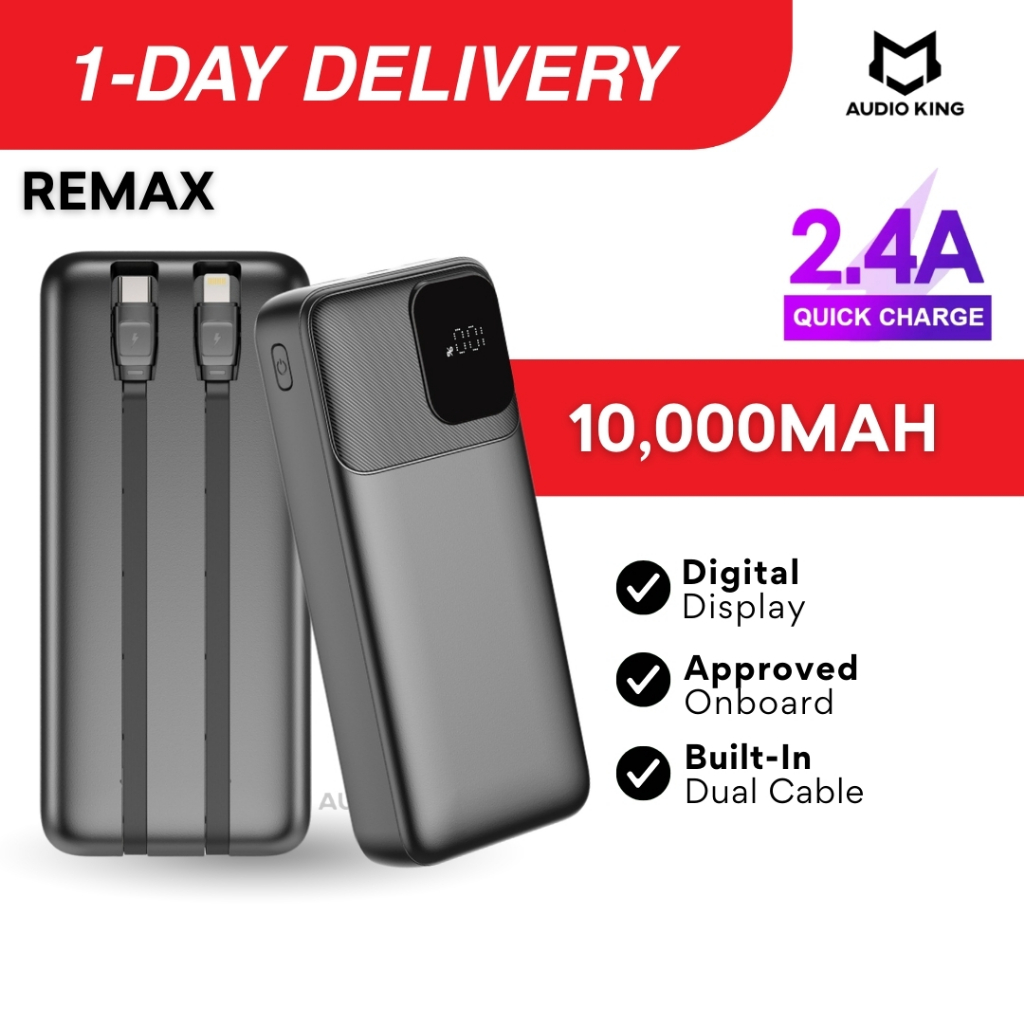 REMAX Quick Charge 2.4A Powerbank 10000mAh With Built In Type C Cable ...