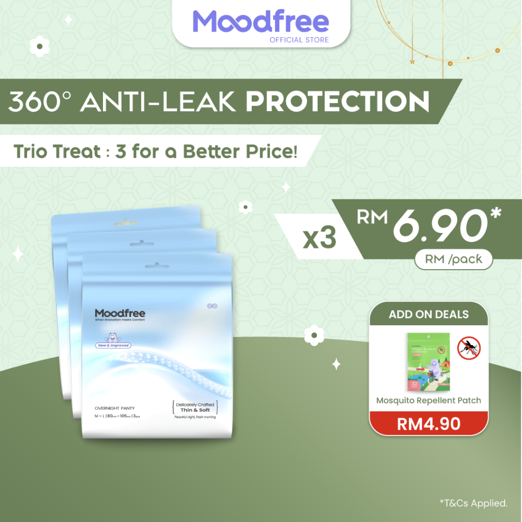 [Bundle of 3] Moodfree Overnight Sanitary Panty (3 pcs x 3 pack ...