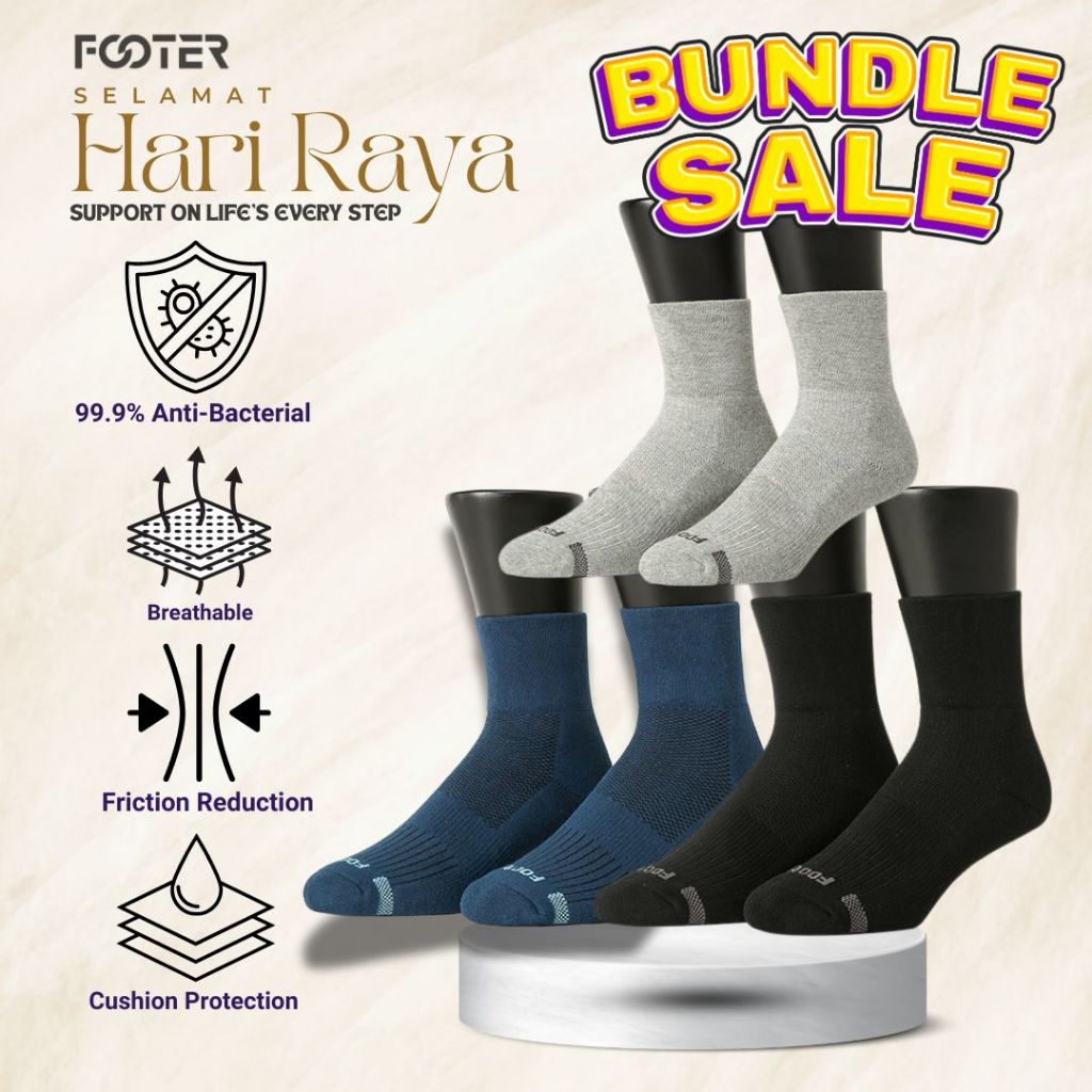 FOOTER Anti-Bacterial Wide Mouth Counter Flow Cushioning Sport Socks ...