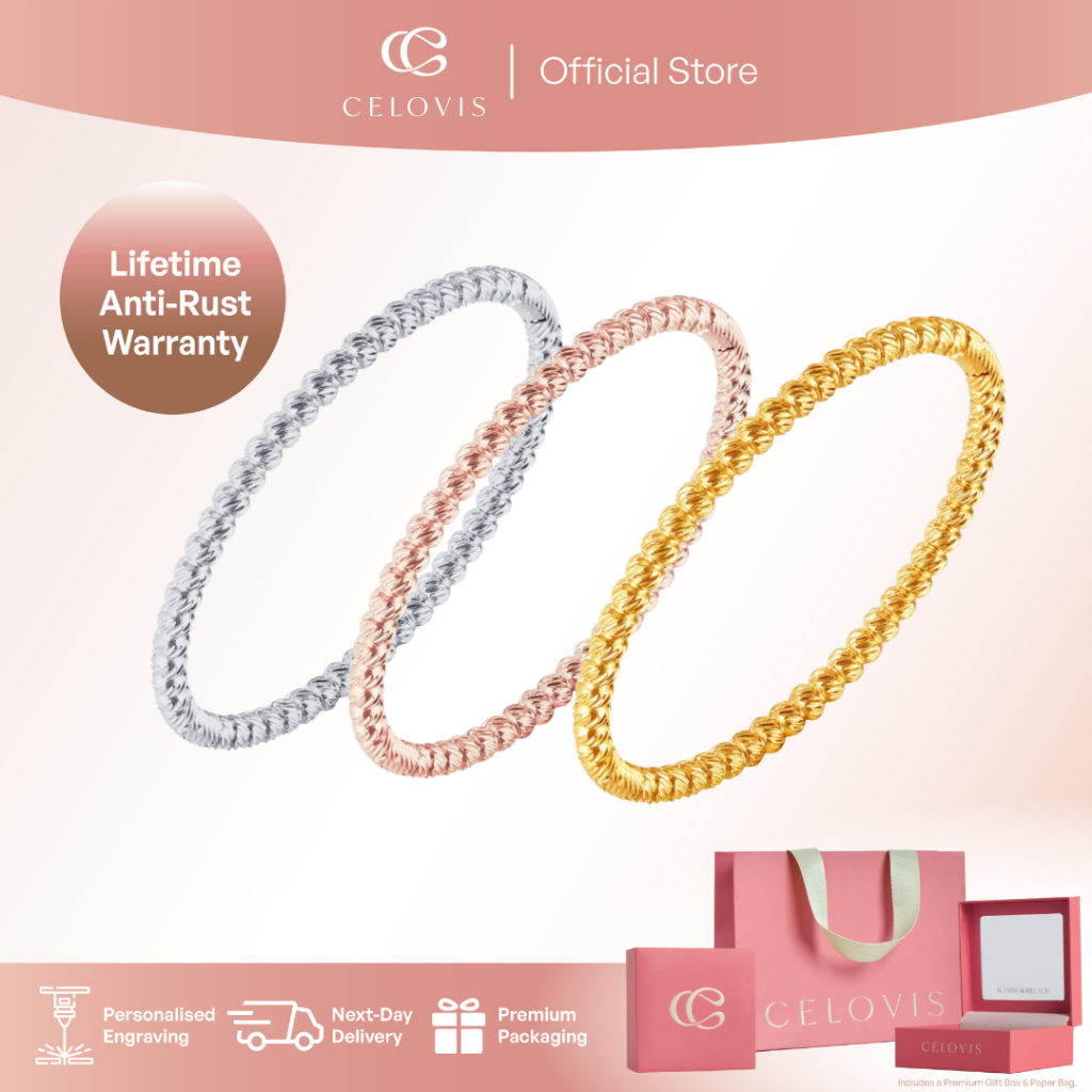 [ 5.5 SALE ] CELOVIS Adonia Rope Twist Bangles ( Rose Gold/ Gold ...