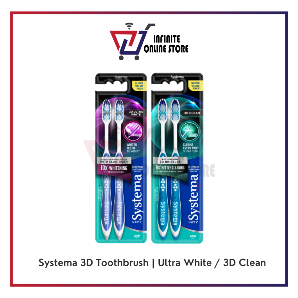 Systema 3D Toothbrush Medium Soft Type (2s) (3D Ultra White / 3D Clean ...