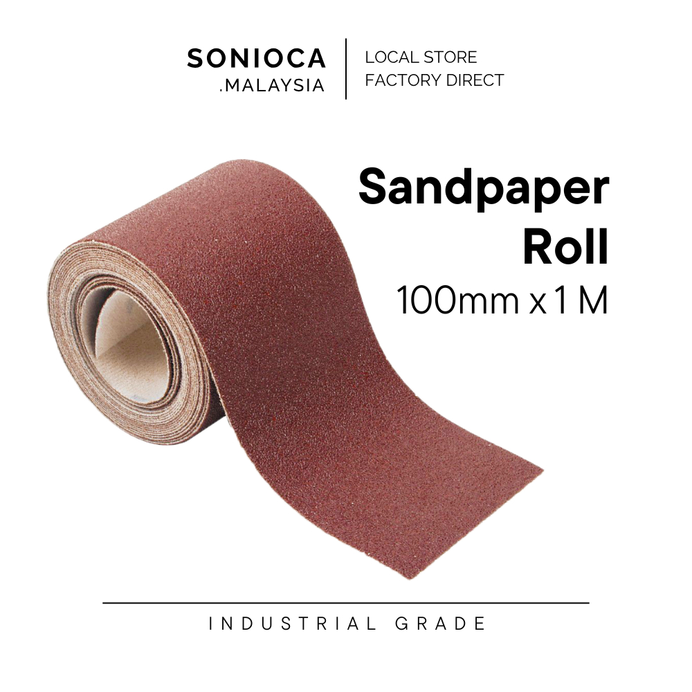 100mm x 1M Aluminum Oxide Sandpaper Roll Sanding Roll Kertas Pasir Wood ...