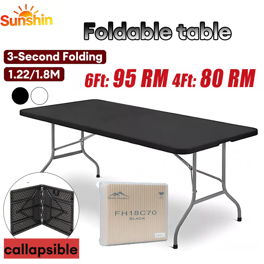 【WTHB】4FT/6FT Meja Lipat Foldable Table Heavy Duty Banquet Table ...