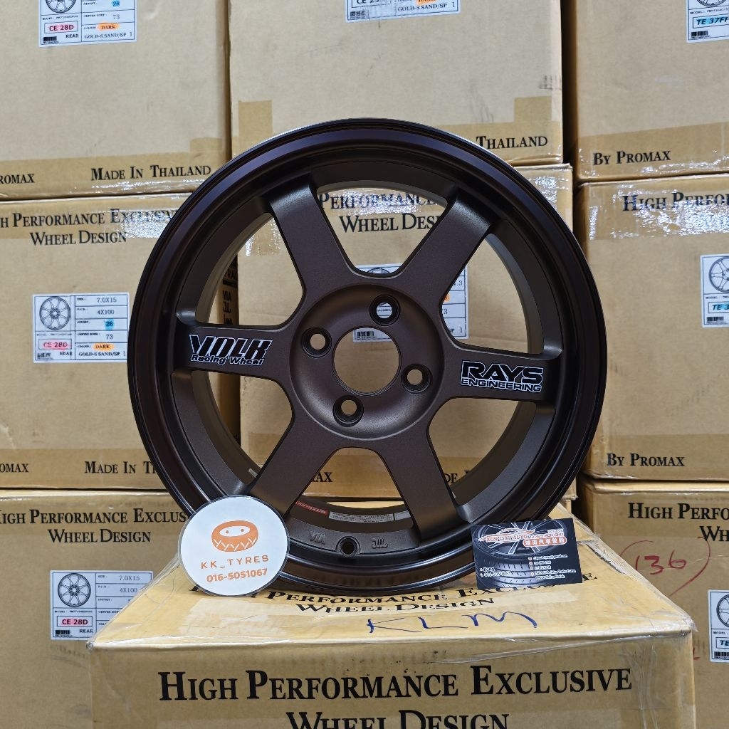 [1PC] PROMAX Sport Rim 15inch TE37 15x7JJ ET35/ET28 4H100 DARK ...