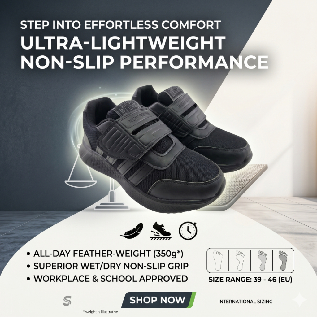 New Seven Unisex Sneaker Sukan Velcro Hitam Full Black Kasut Jogging ...