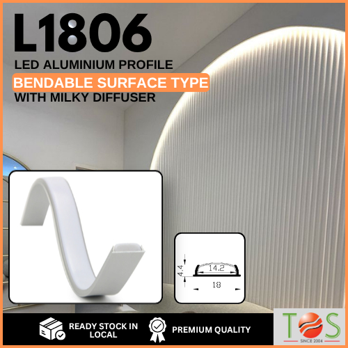 LUMY L1806【0.5M/1M/1.5M/2M】U Shape Bendable LED Light Strip Aluminium ...